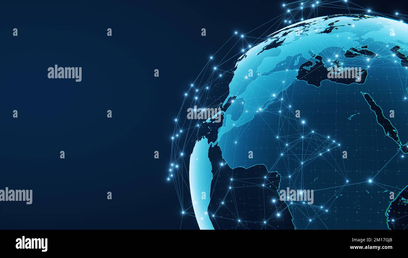 Global connection concept. Planet earth network sphere. 3d rendering ...