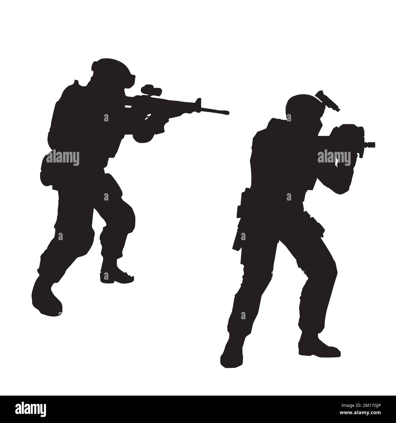 Vector Illustration of Military Gun Man Shooter Silhouette Stock Vector ...