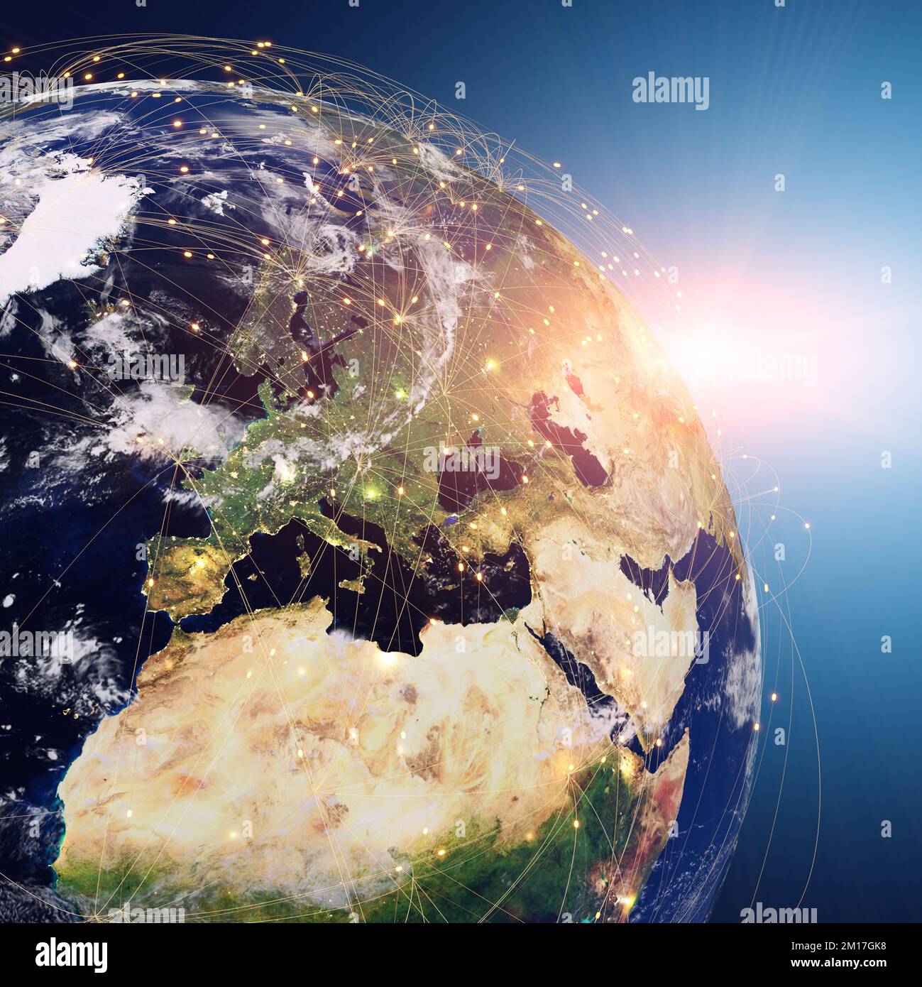 Global connection concept. Planet earth network sphere. 3d rendering ...
