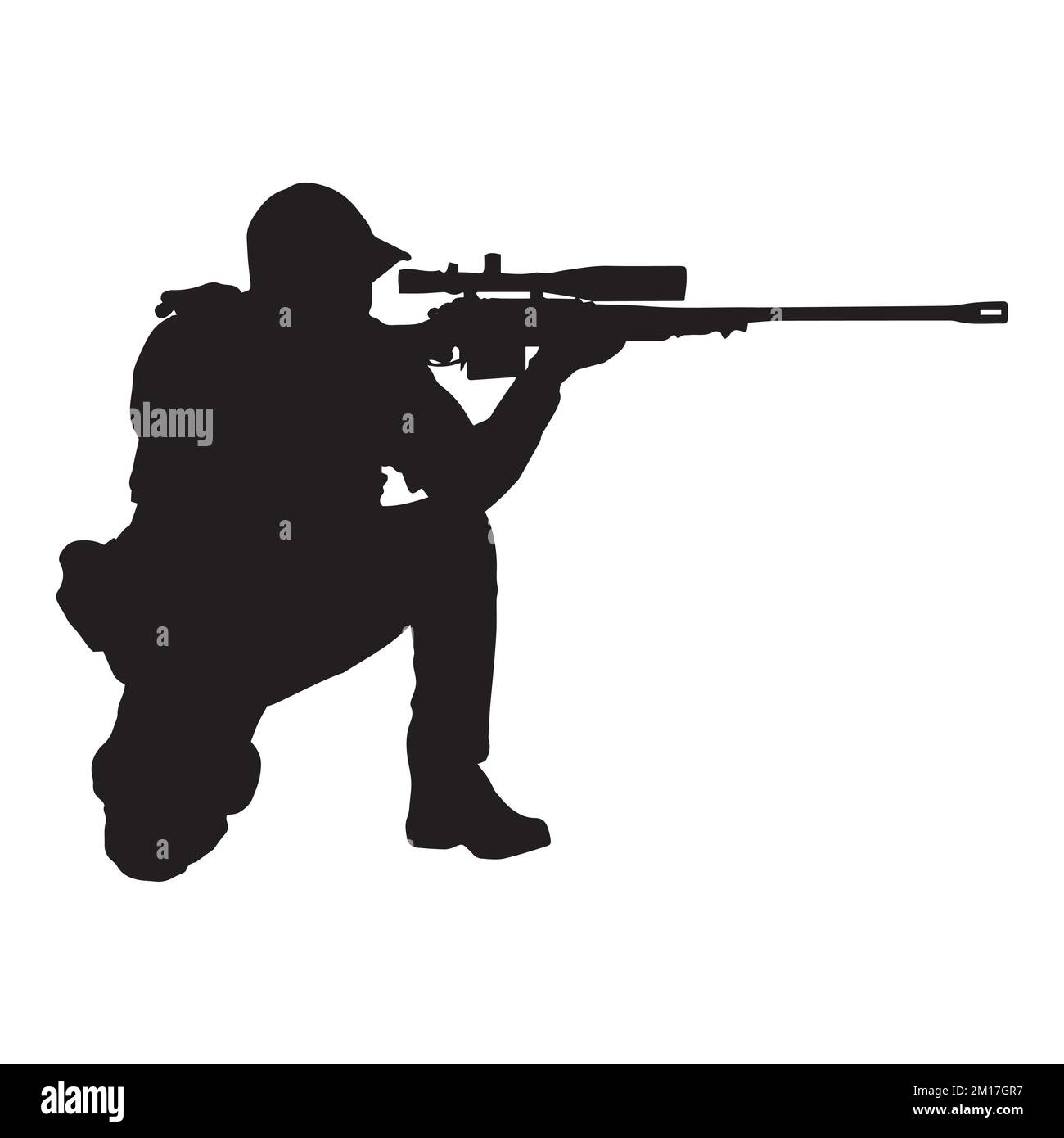 Vector Illustration of Military Gun Man Shooter Silhouette Stock Vector ...