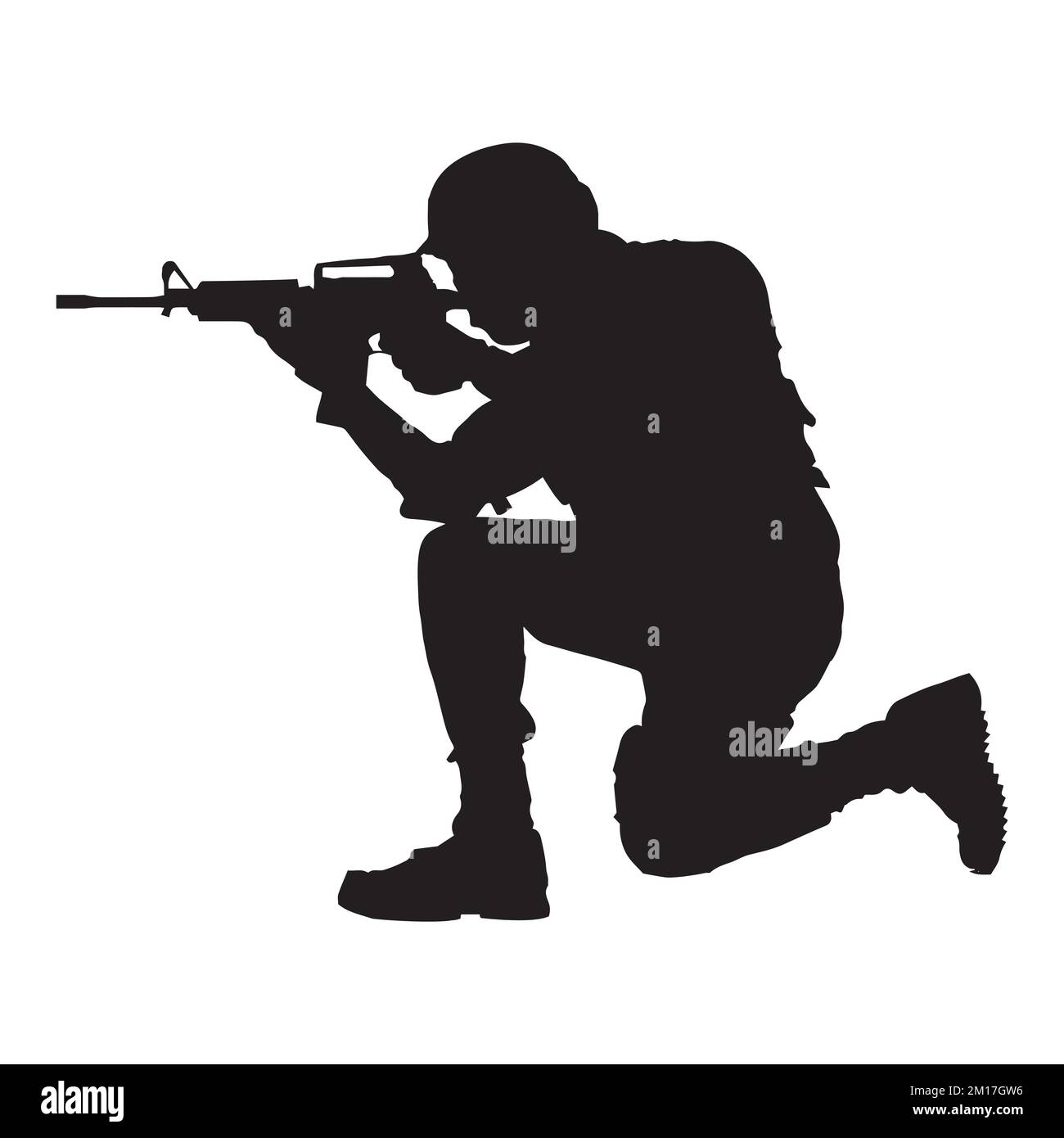 Vector Illustration of Military Gun Man Shooter Silhouette Stock Vector ...
