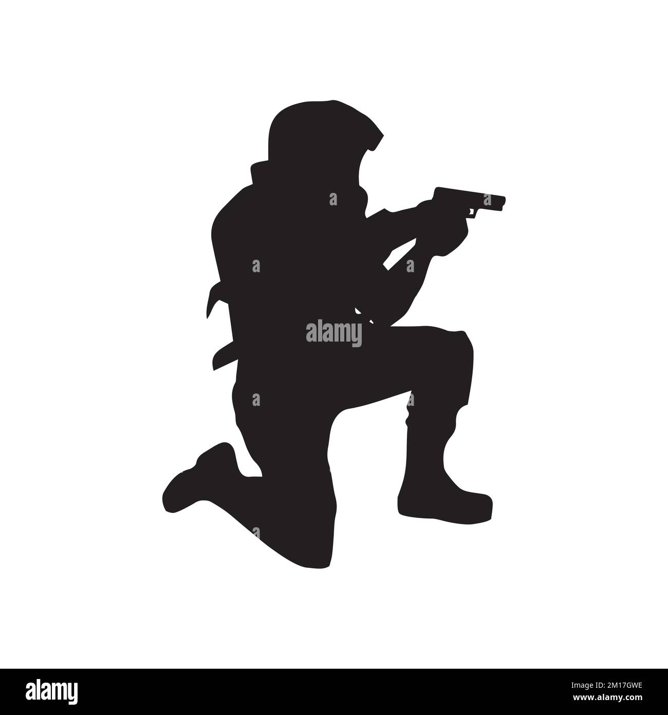 Vector Illustration of Military Gun Man Shooter Silhouette Stock Vector ...