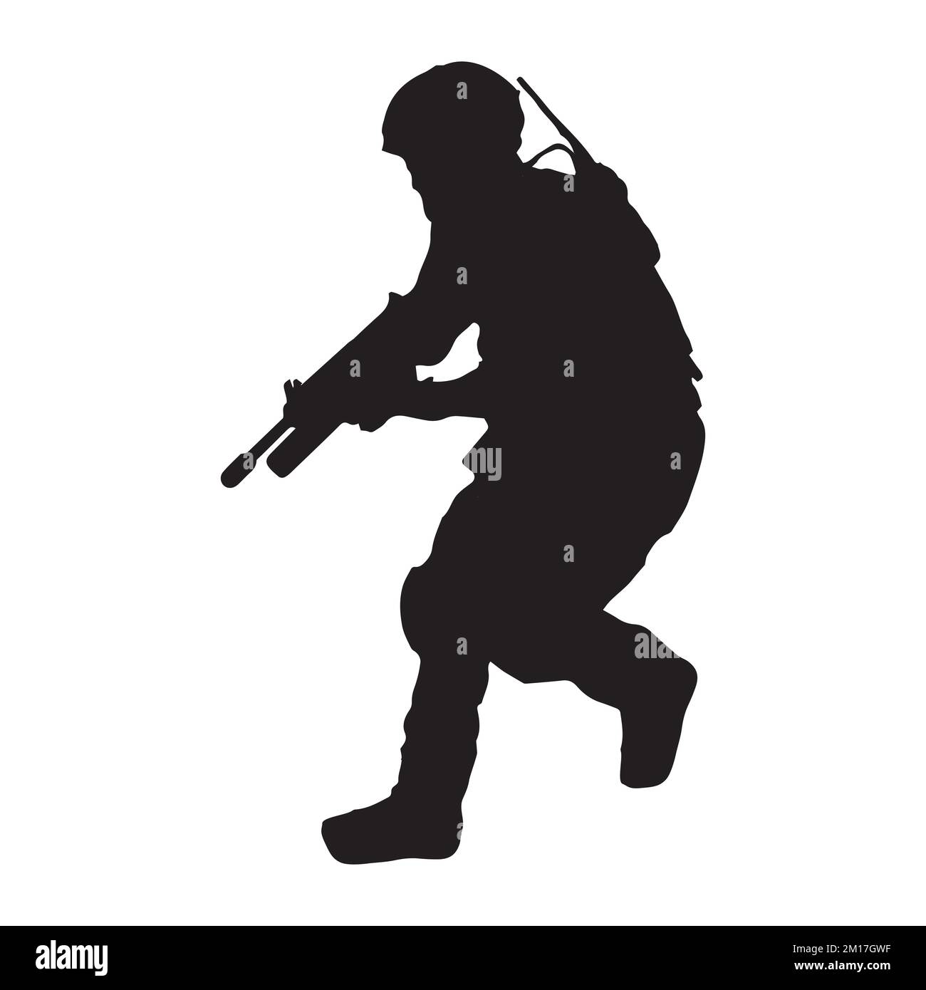 Vector Illustration of Military Gun Man Shooter Silhouette Stock Vector ...