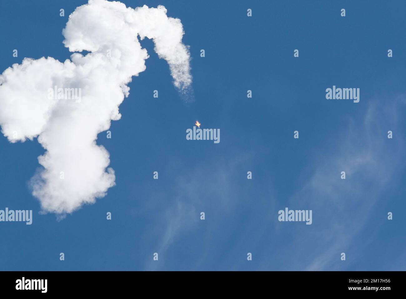 A rocket blasted if to space going into orbit. Creating a cloud of ...