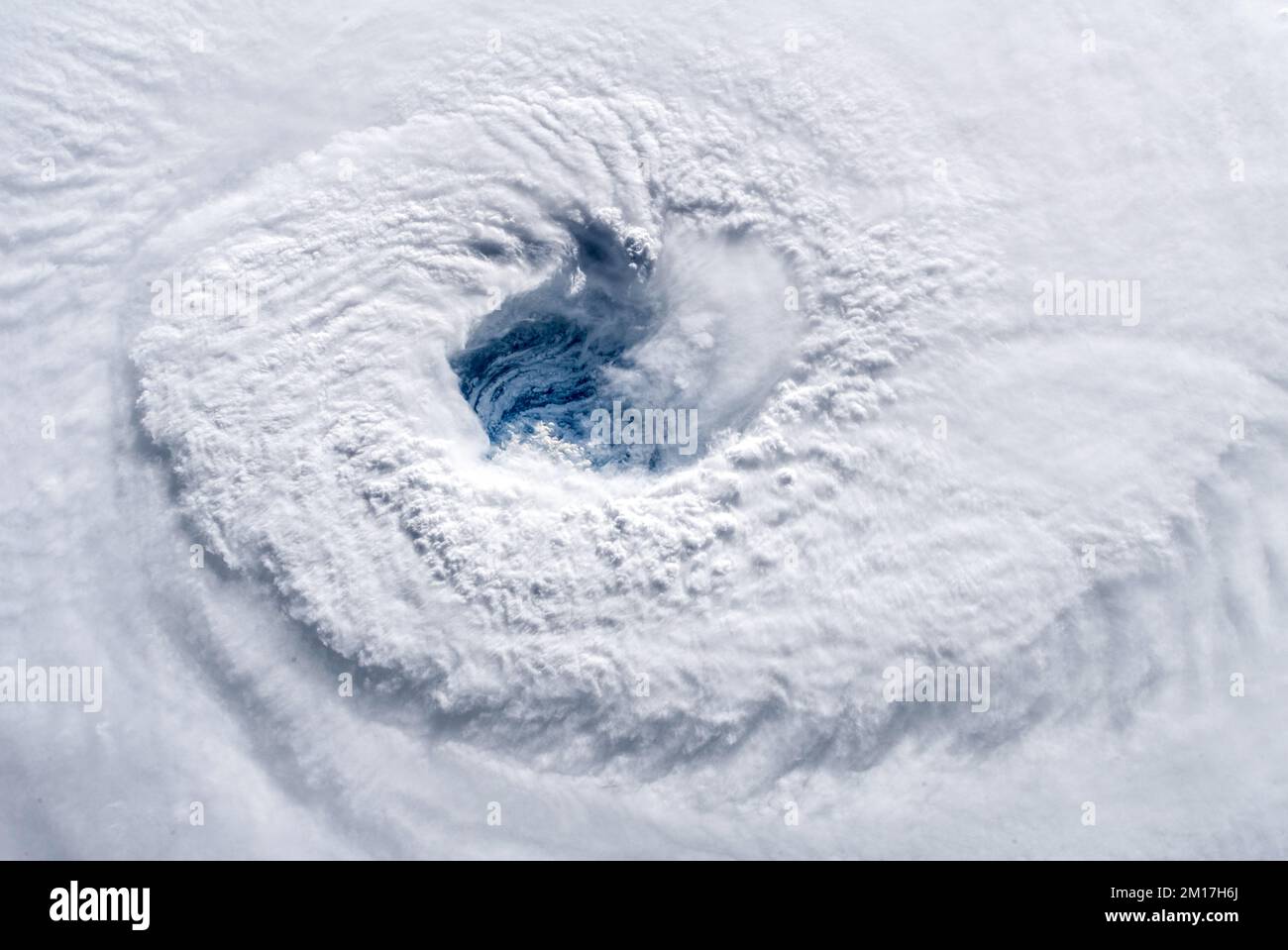 Aerial view of category 4 hurricane from space. The center known as the ...