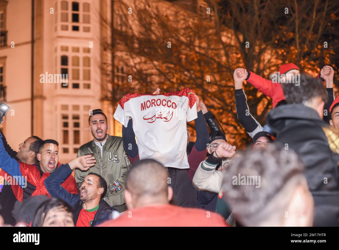 the moroccan people celebrate their victory in the world cup all over ...