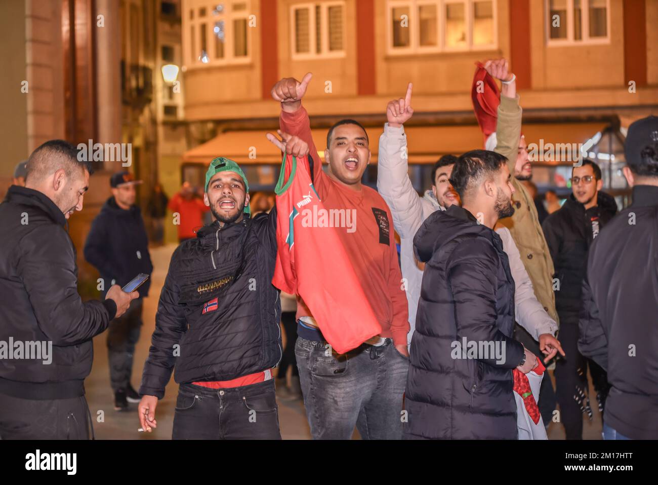 the moroccan people celebrate their victory in the world cup all over ...