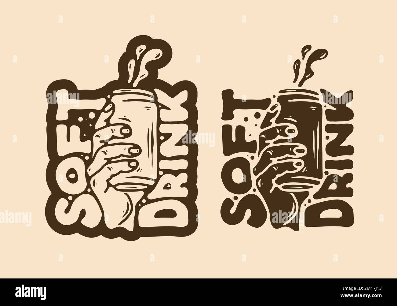 Illustration drawing design of hand holding a can of soft drink Stock ...