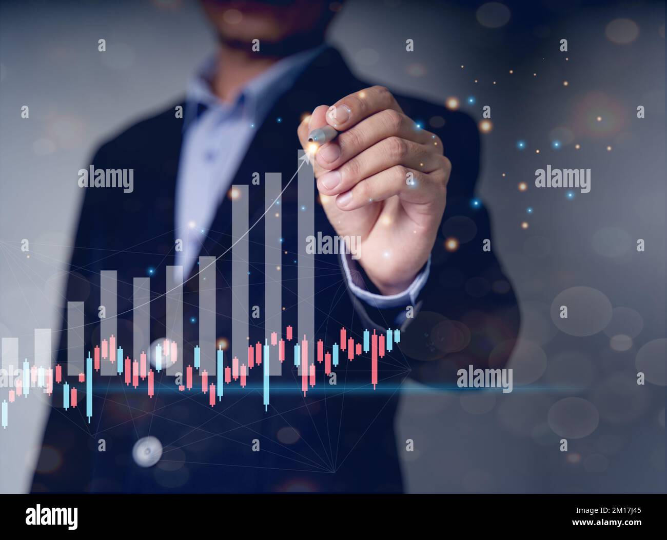 businessman set goal analysis chart and graph evolving and growing ...