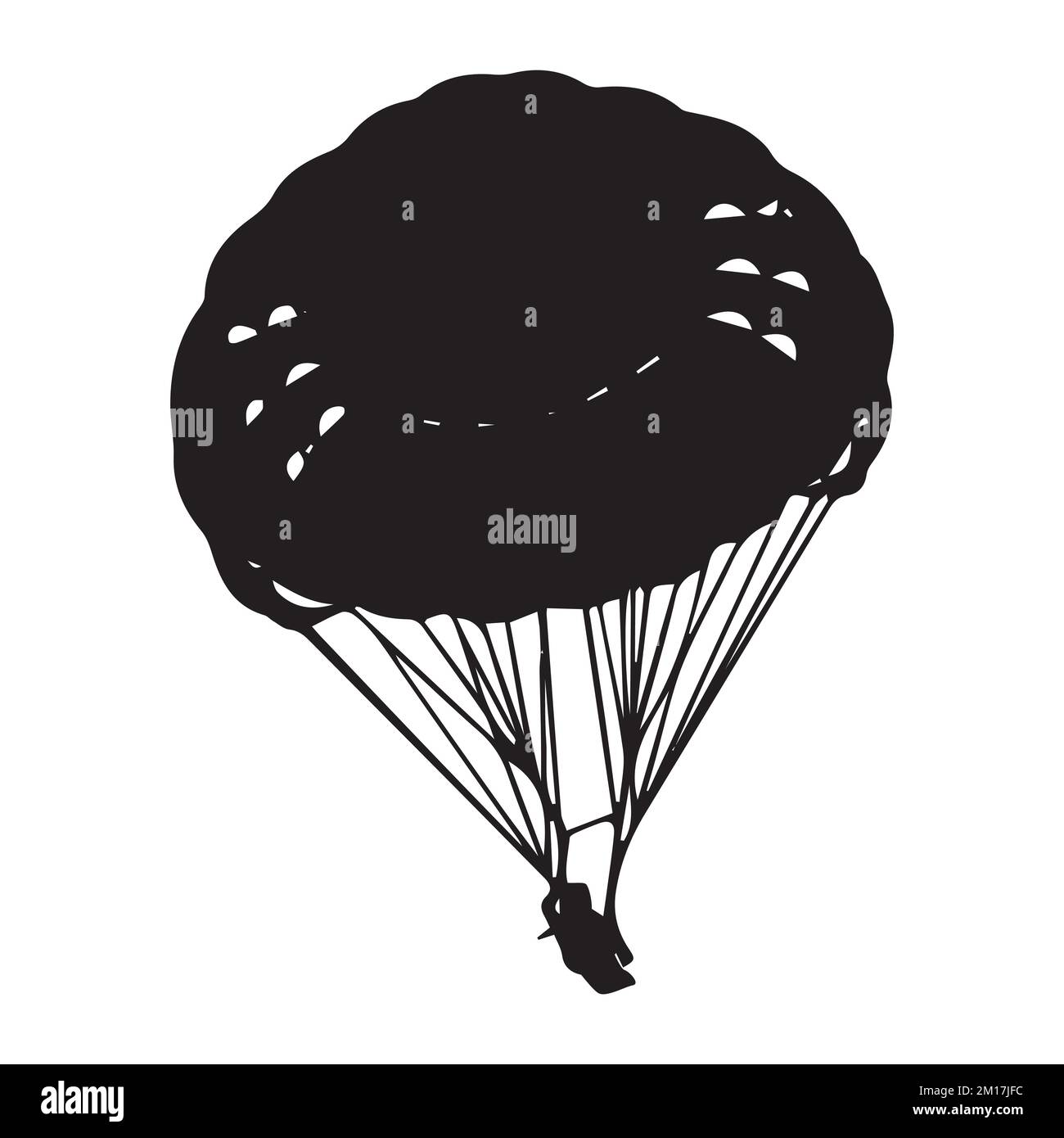 Vector Illustration of Skydiving Parachuting Silhouette Stock Vector ...