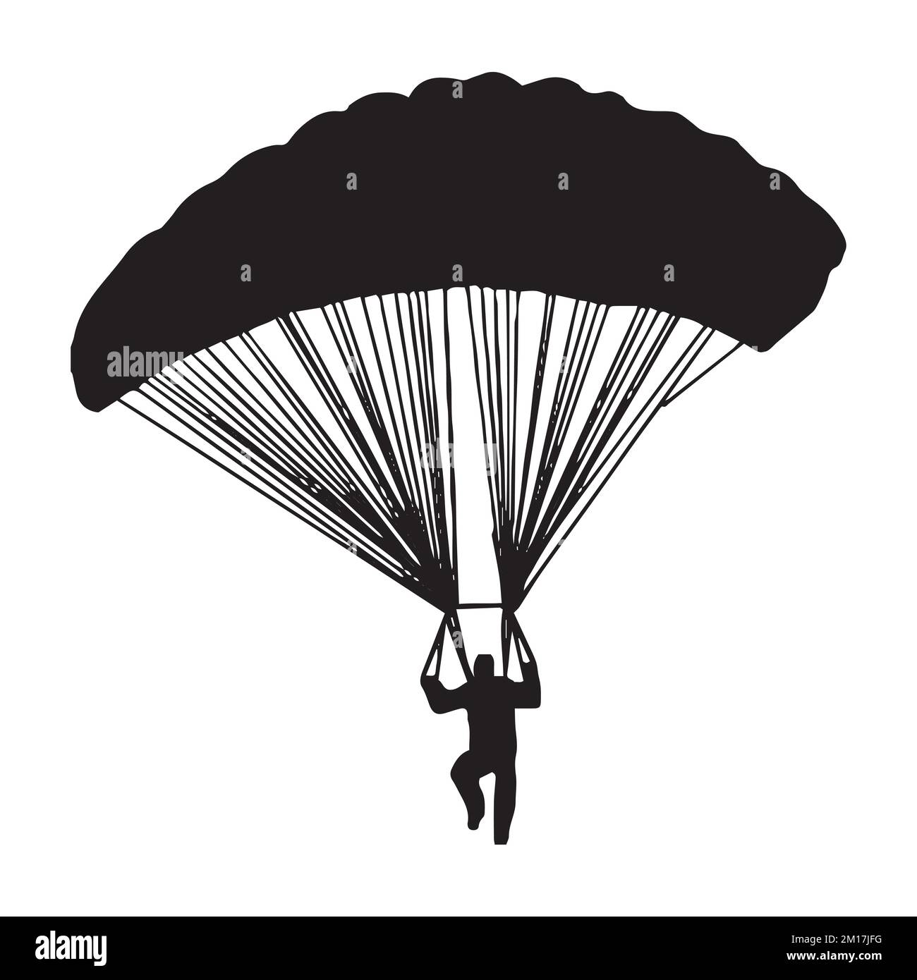 Vector Illustration of Skydiving Parachuting Silhouette Stock Vector ...