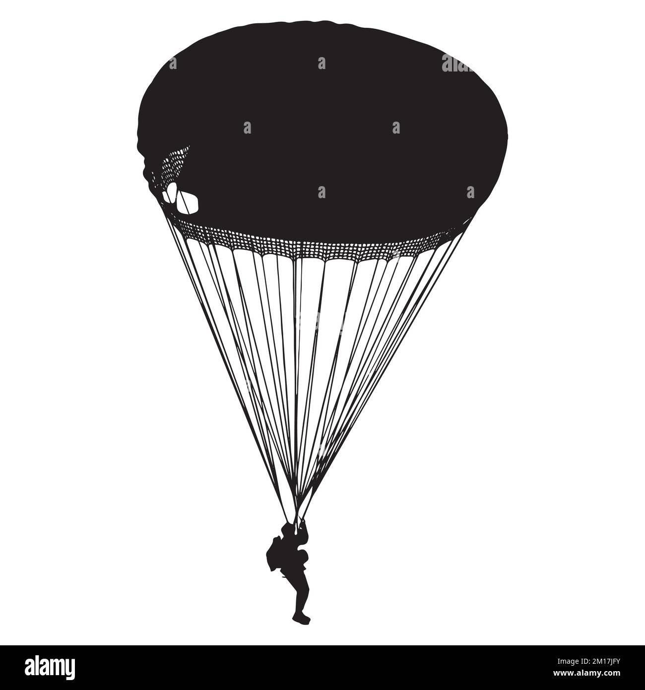 Vector Illustration of Skydiving Parachuting Silhouette Stock Vector ...