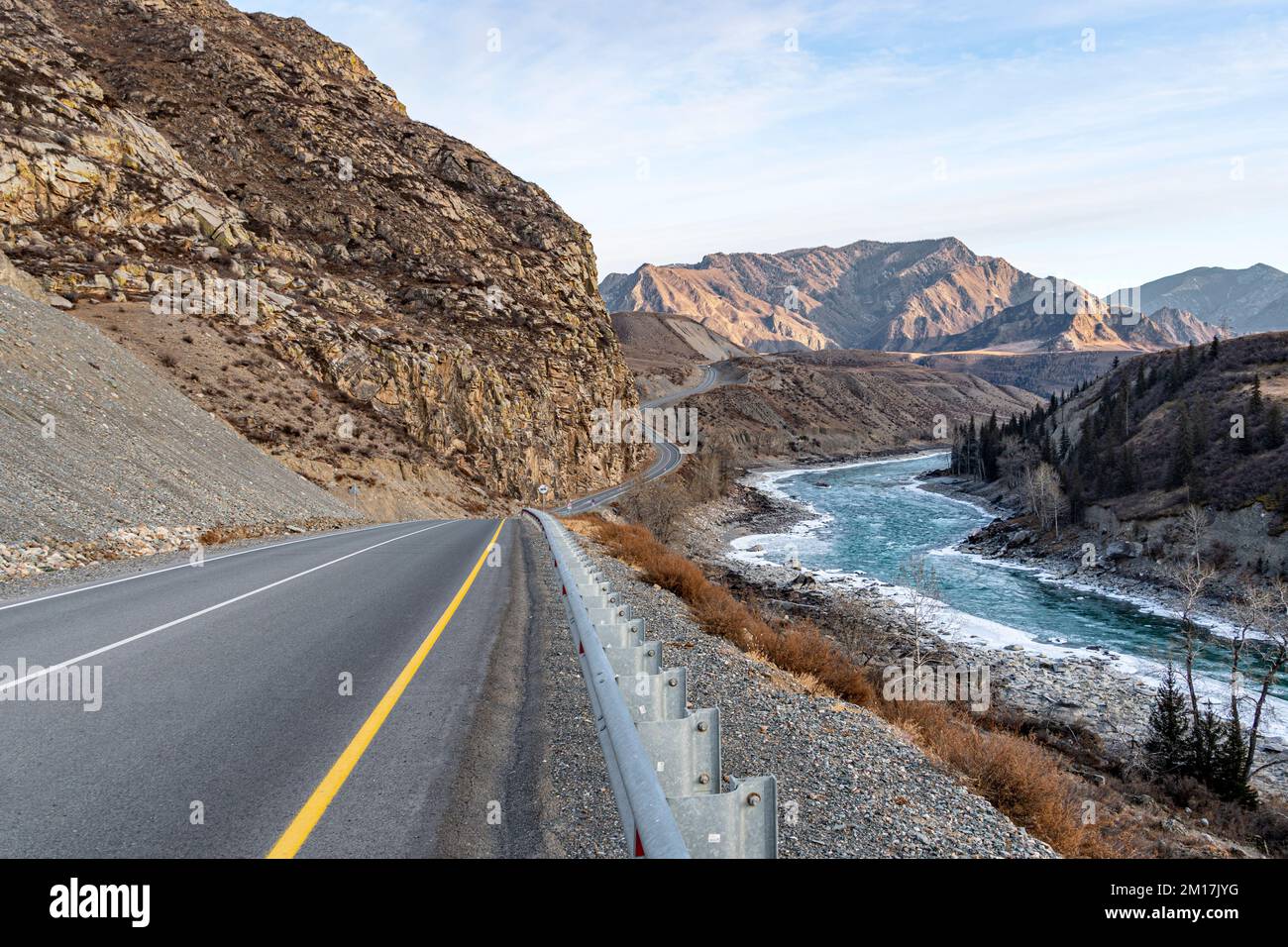 road in the mountains near a river. Chui highway is one of the most ...