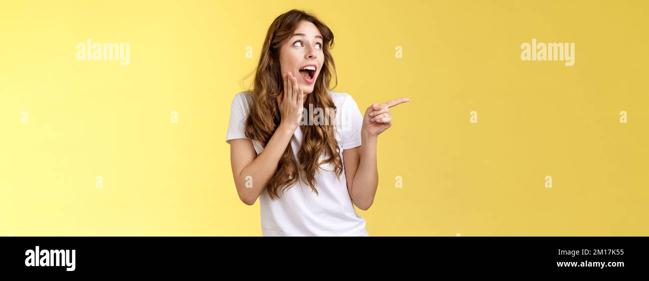 Silly flirty young attractive woman sighing admiration excitement ...