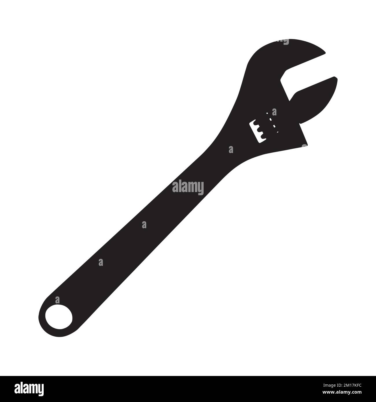 Vector Illustration of Adjustable Spanner Silhouette Stock Vector Image ...
