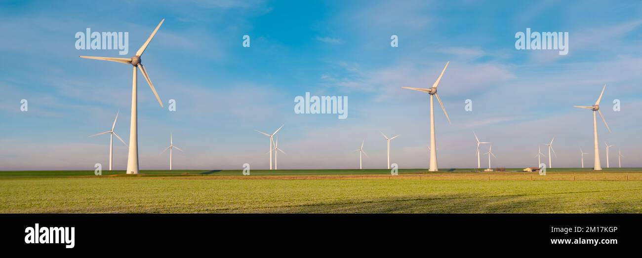 view at Windmill park with wind mill turbines during winter generating ...
