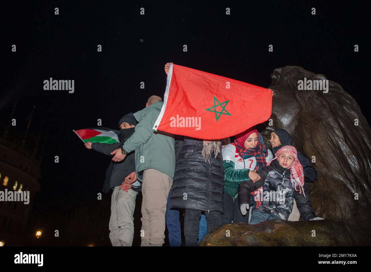 London, UK. 10th Dec, 2022. Thousands of Moroccan fans celebrate their ...