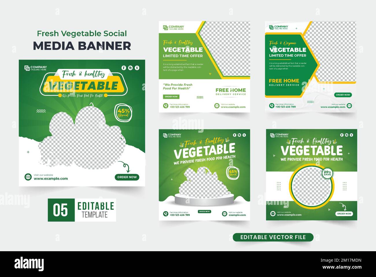 Organic food menu template collection with creative shapes. Vegetable ...