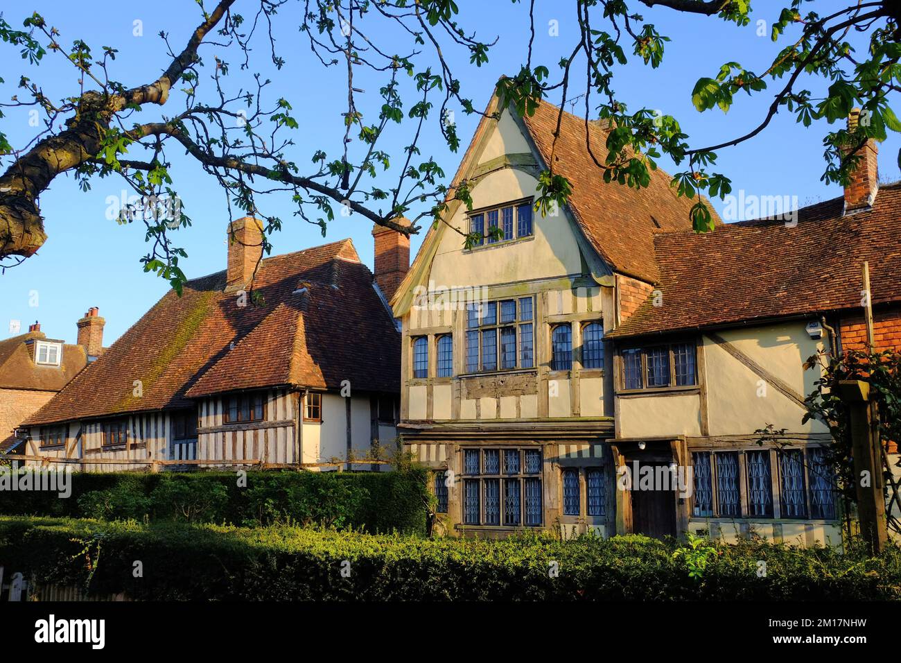 Headcorn: Half timbered houses soon before sunset on High Street ...
