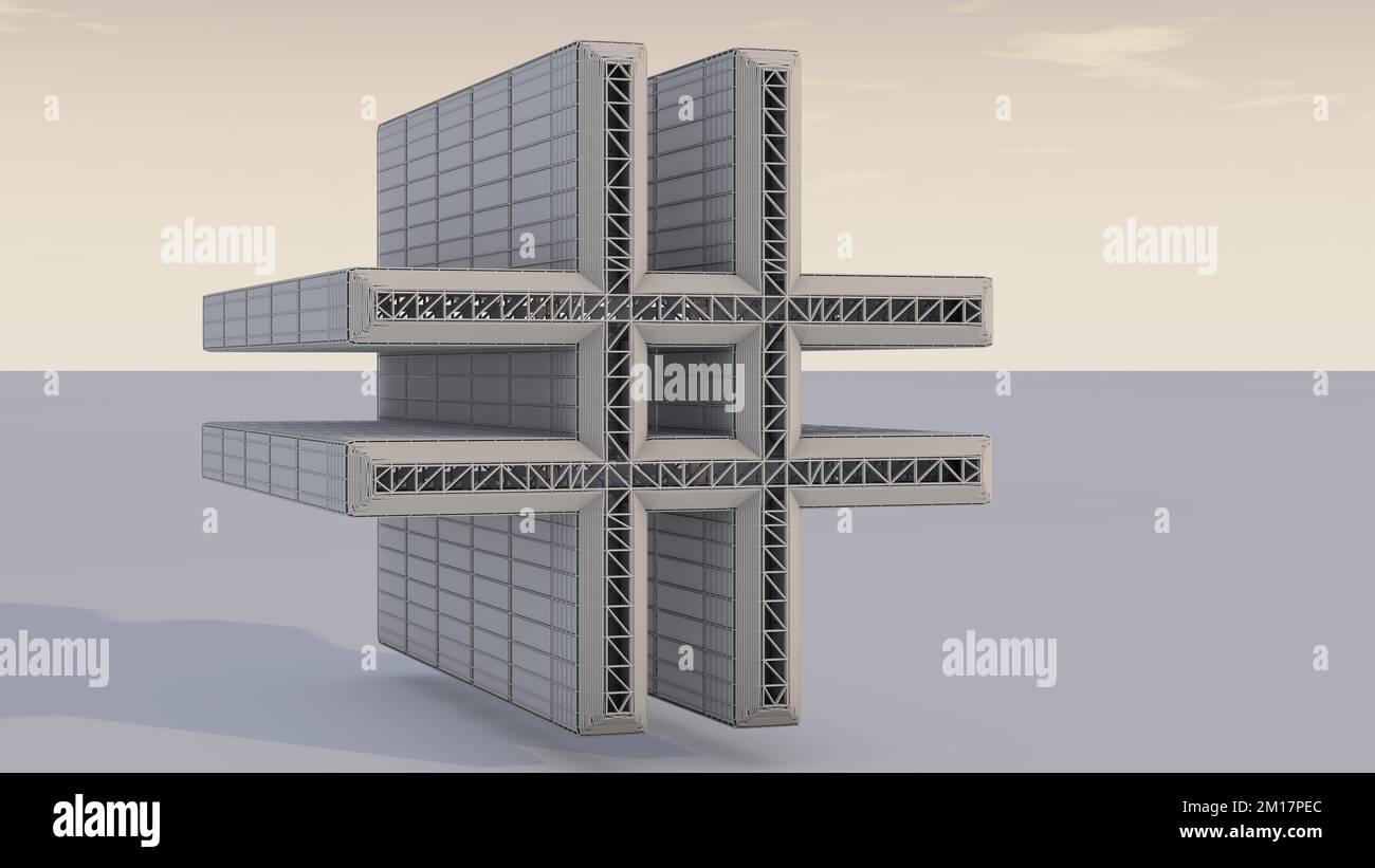 A 3D Illustration of an architectural structure based on a Christian ...