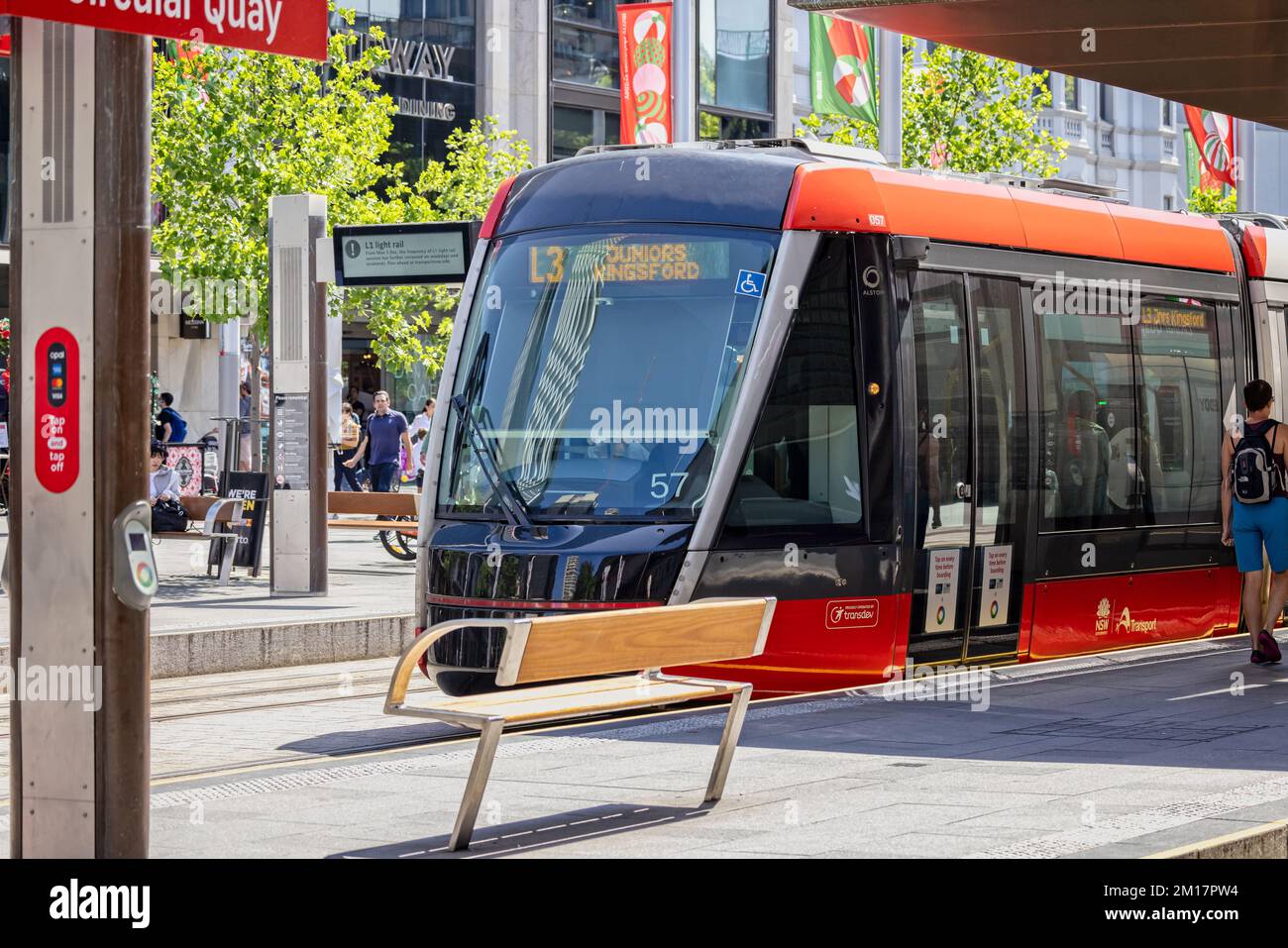Close up of new Light Rail tram at Circular Quay station, Sydney ...