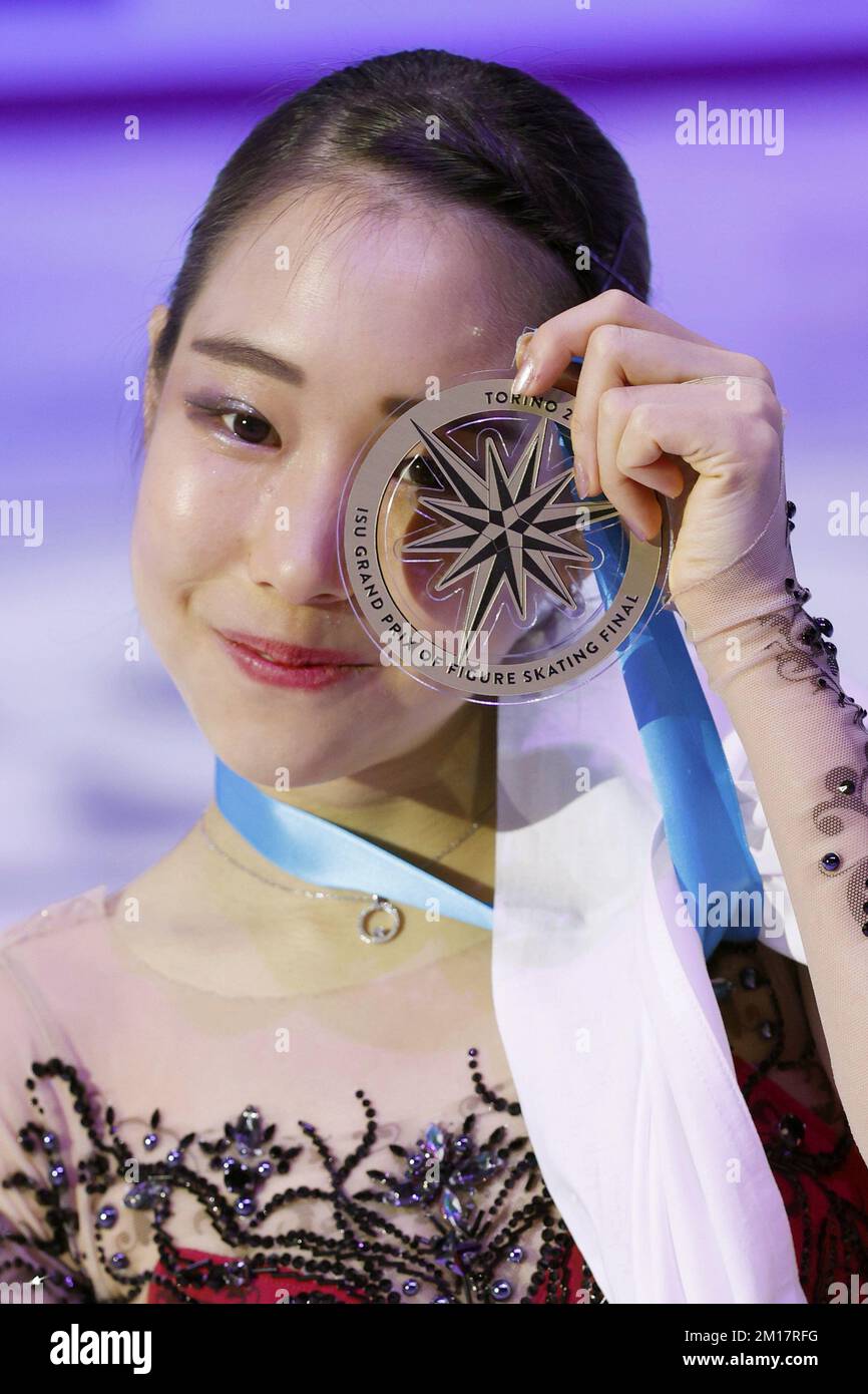 Japan's Mai Mihara poses after winning gold at the Grand Prix Final ...