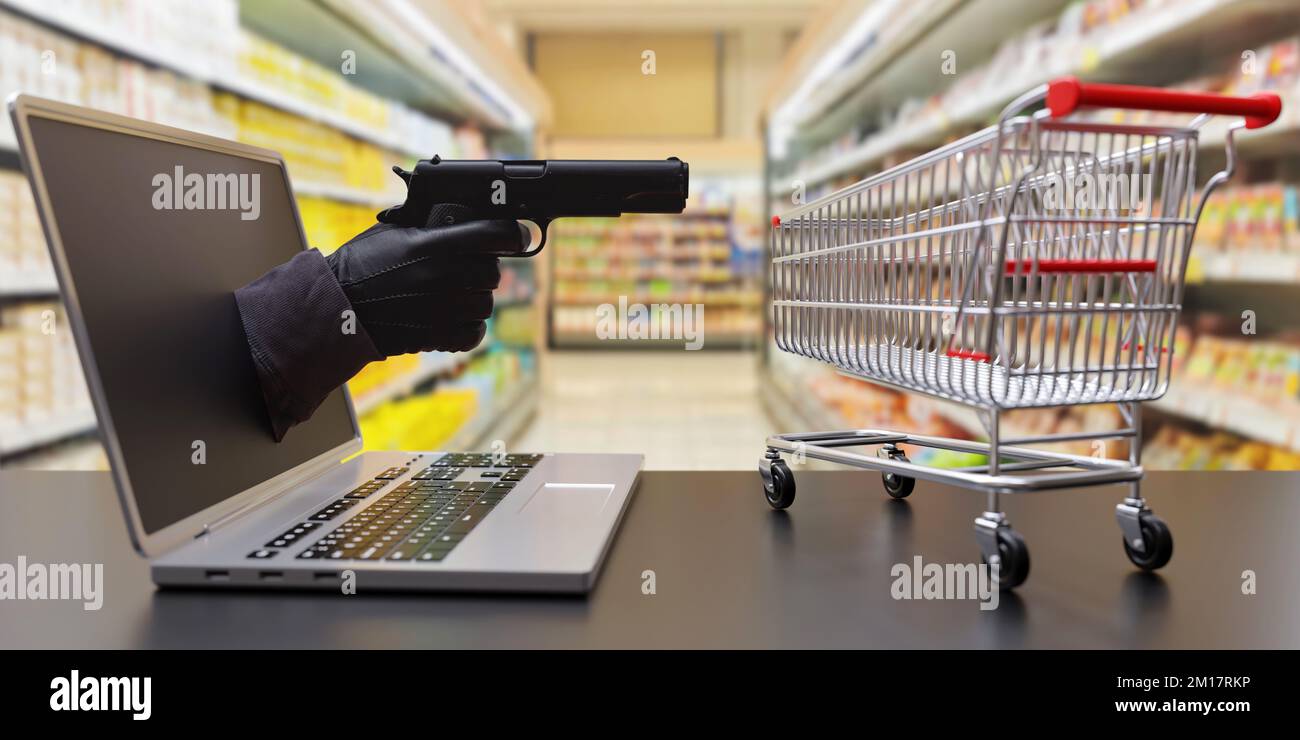 Kill product price not the people. Gloved hand holding gun out of ...