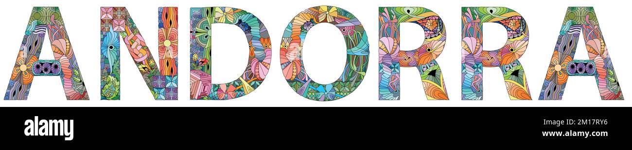 Andorra Word Text Creative Handwritten Font Design Vector Illustration ...