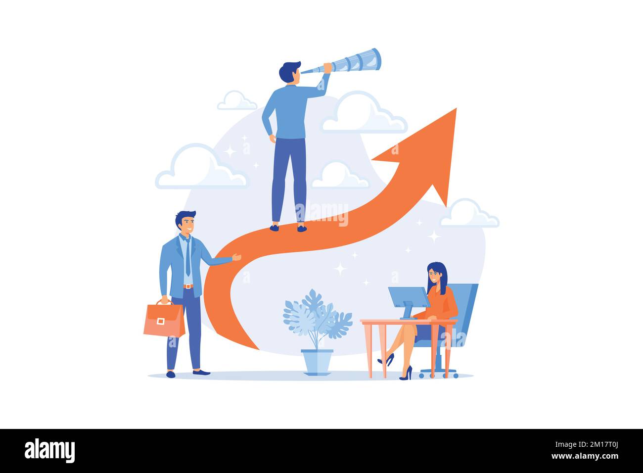 Opportunities search flat vector illustration. Staff recruitment, human ...