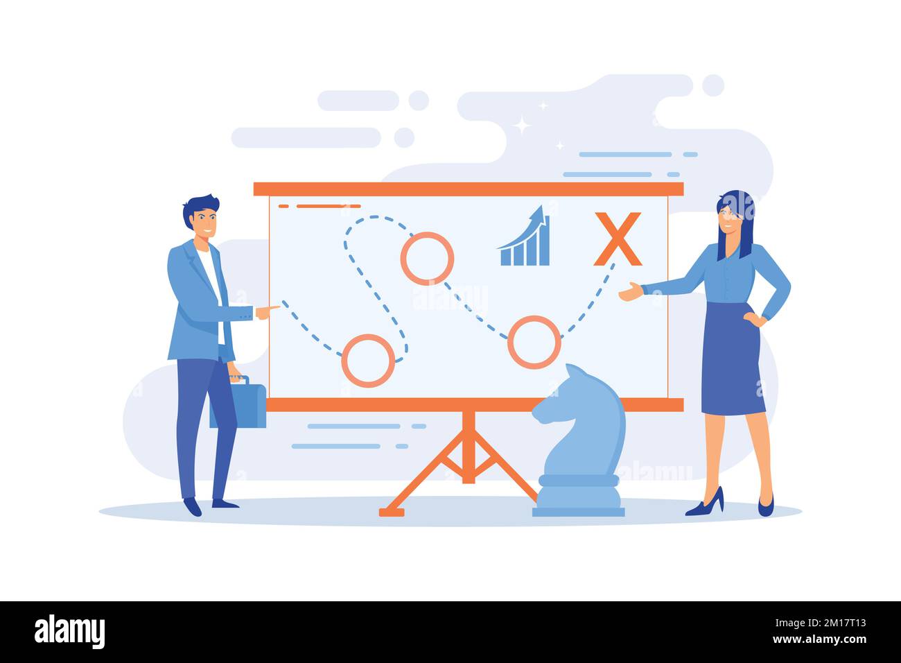 Business roadmap flat vector illustration. Company success achievement, profit increase plan ...
