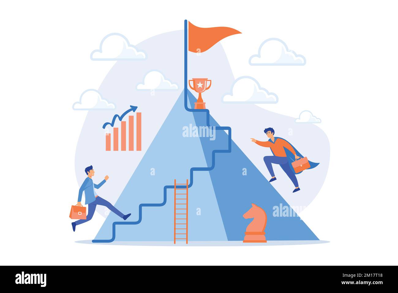 Business competition flat vector illustration. Career ladder, job ...