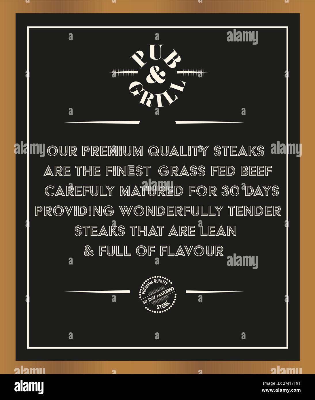 Pub and Grill Premium Quality 30 Day Matured Steak chalkboard menu sign ...