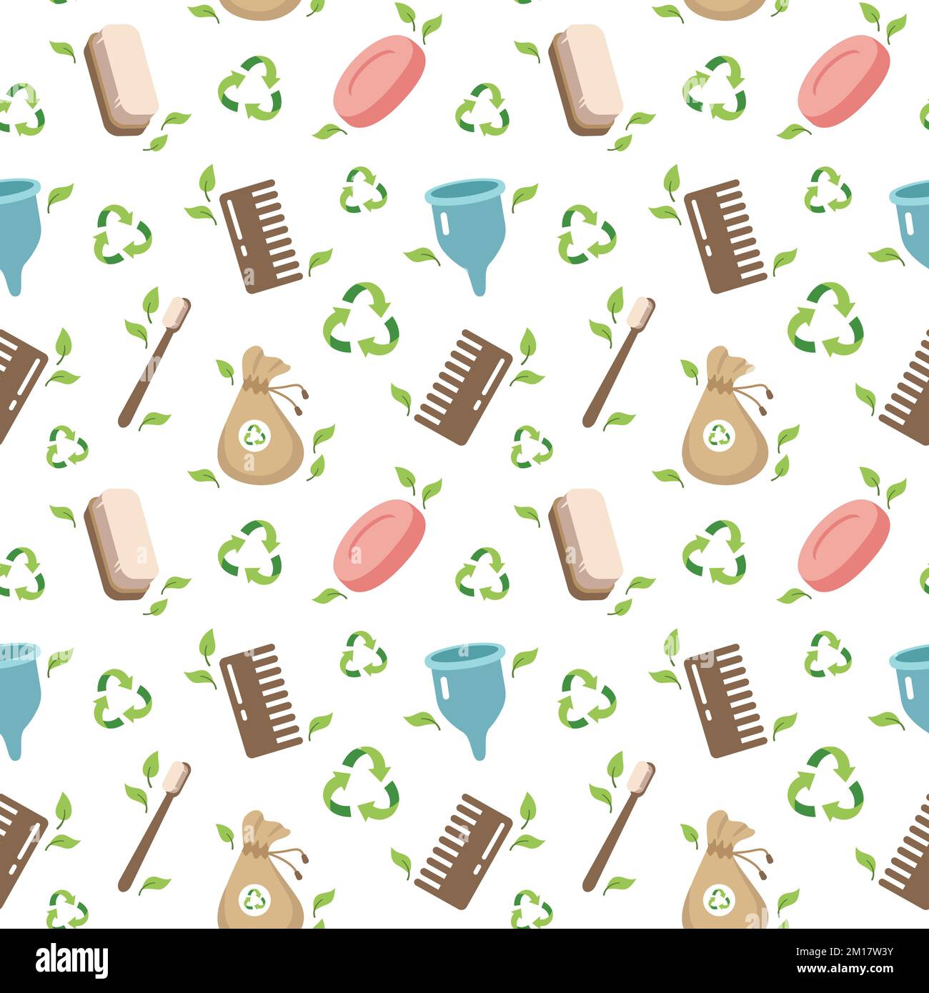 Zero waste concept seamless pattern with different ecological personal ...