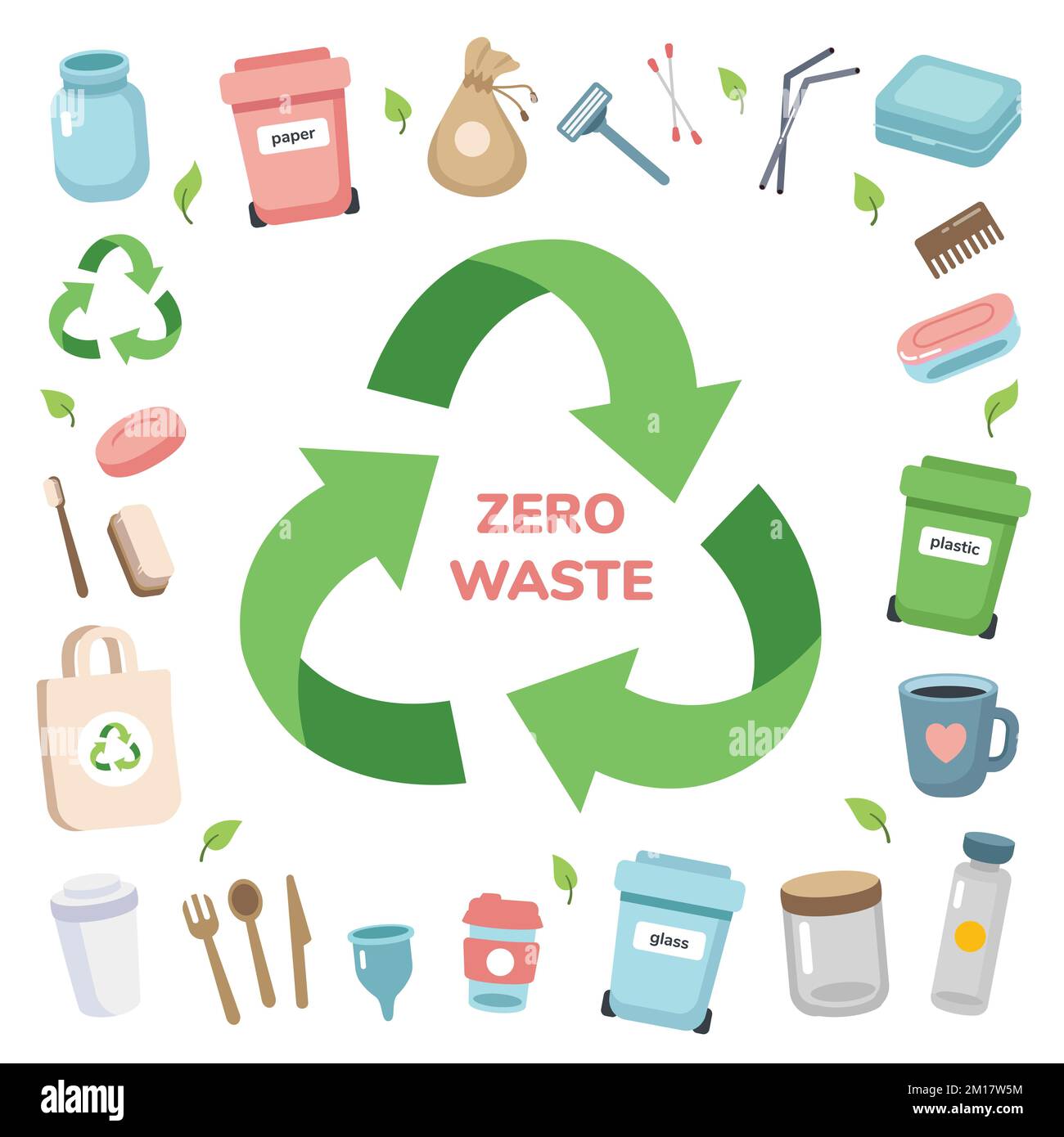 Zero waste concept. Different elements of conscious consumption items ...