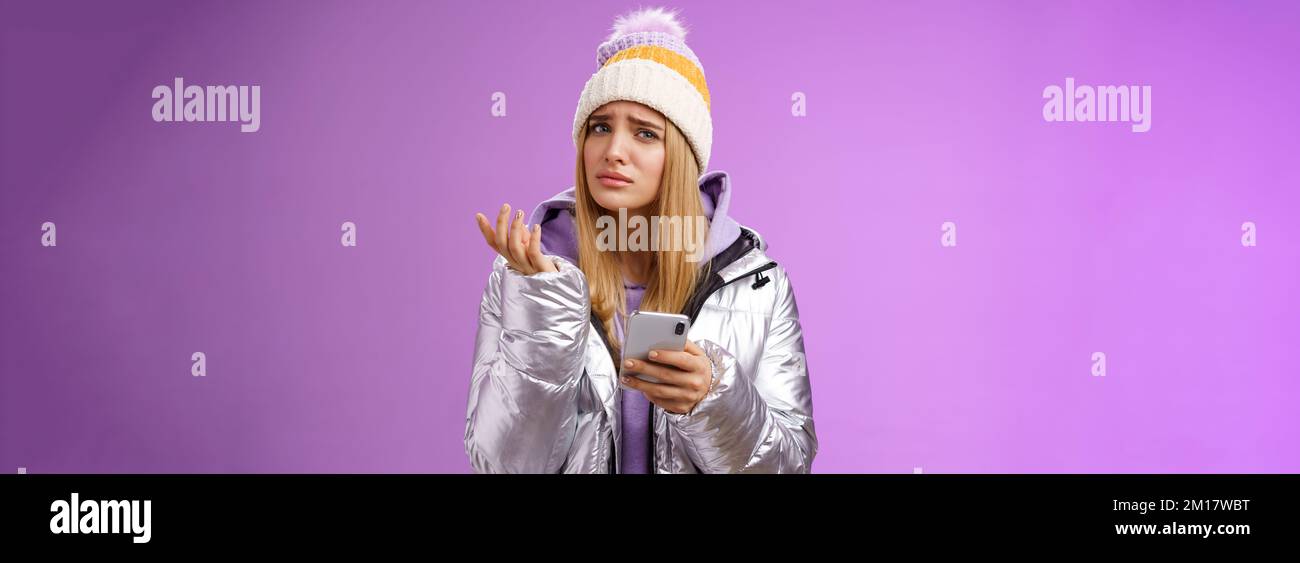 Questioned complicated cute blond girlfriend receive strange message ...