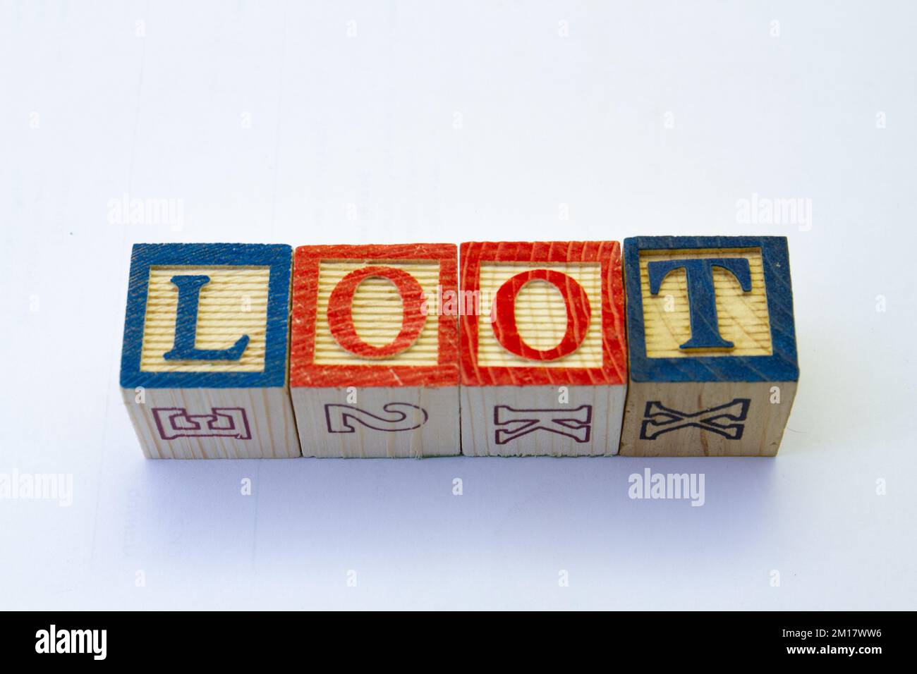 The term loot visually displayed on a clear background with copy space ...