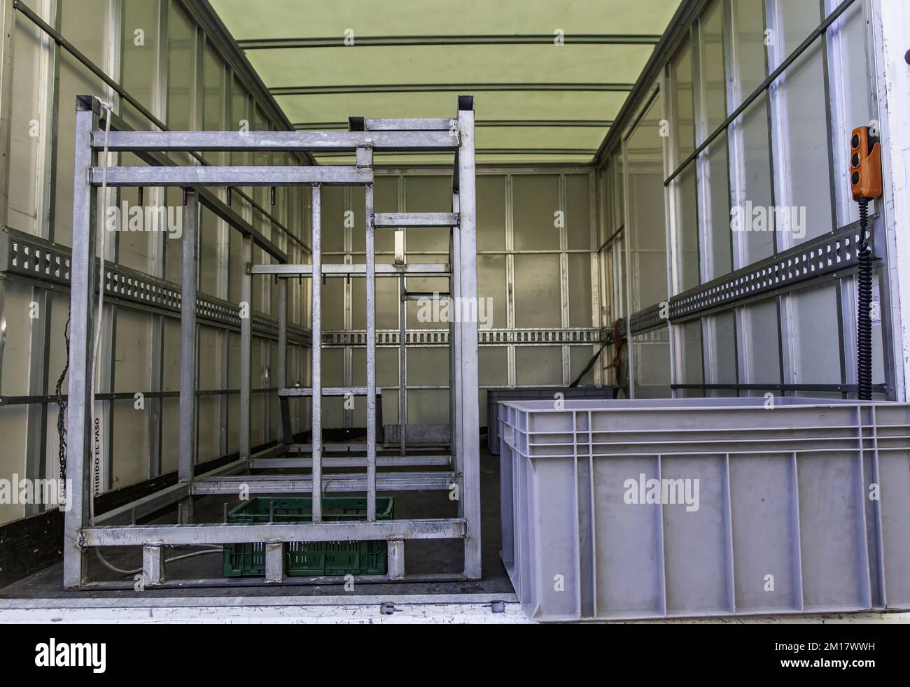 Detail of empty transport truck, international transport Stock Photo ...
