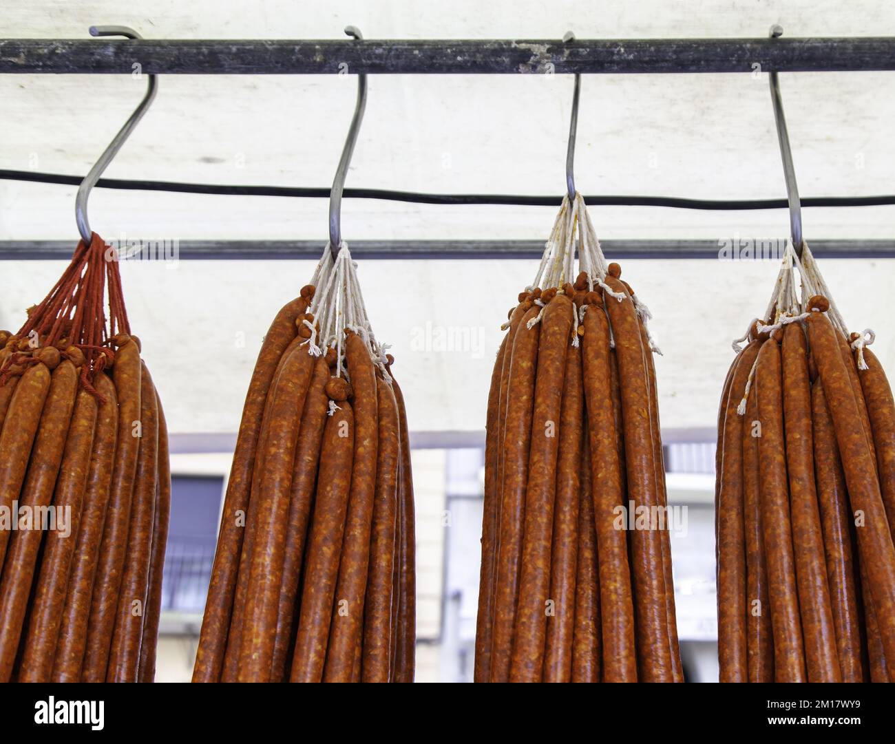Detail of dried pork meat, Spanish tradition Stock Photo - Alamy