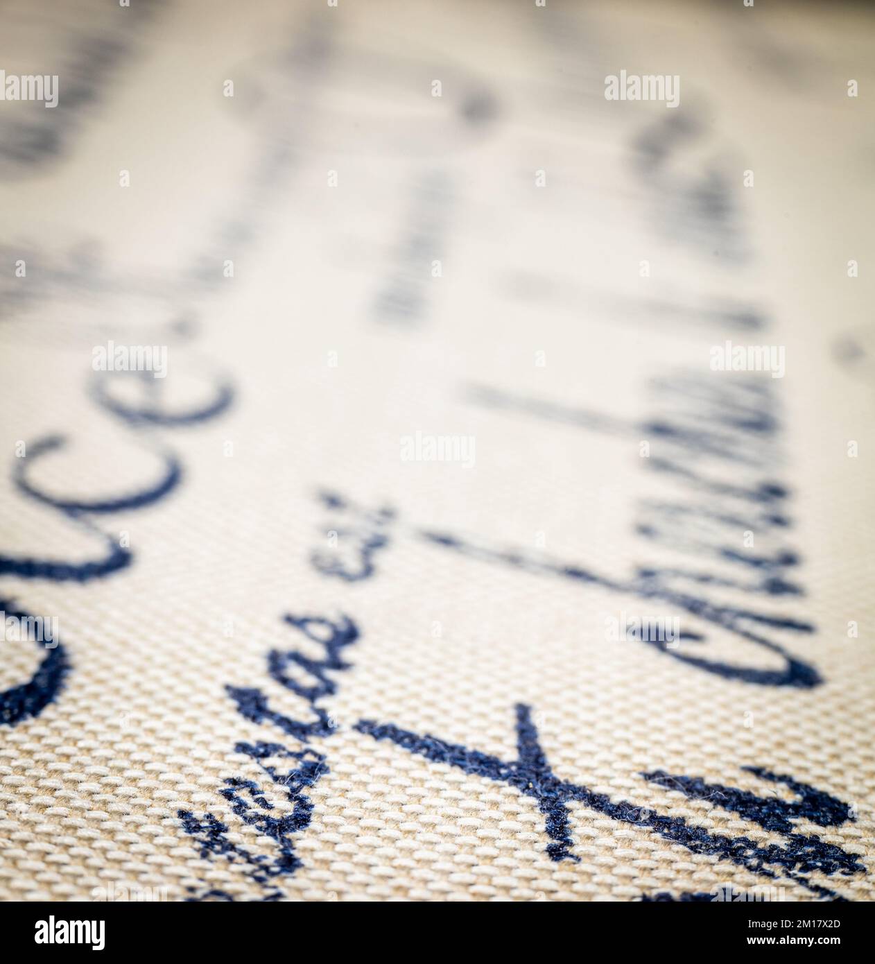 French words written on linen cloth Stock Photo - Alamy