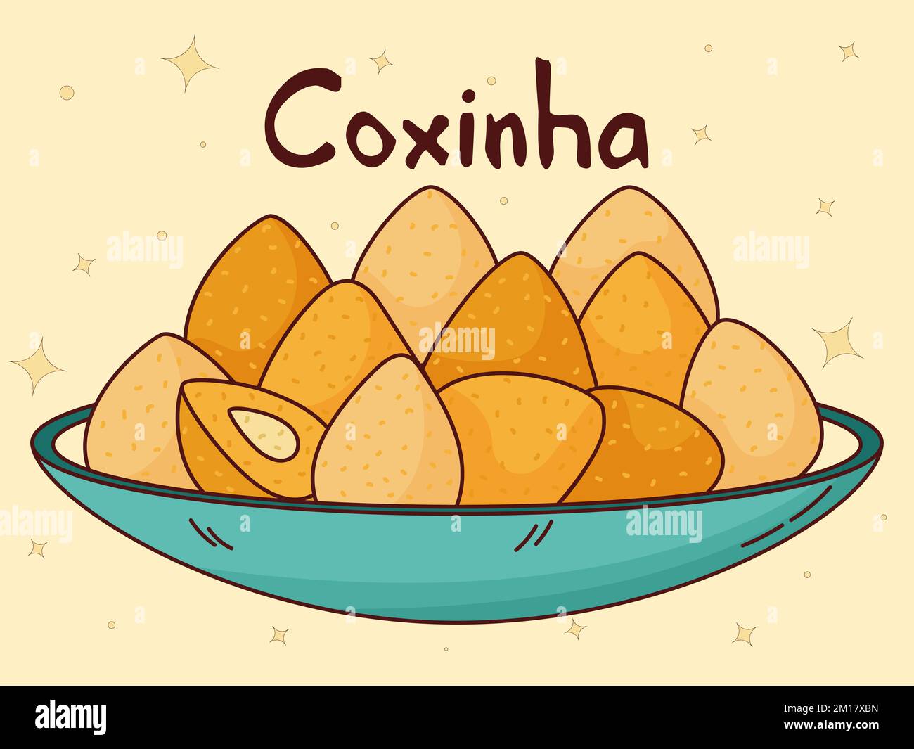 Brazilian traditional food. Coxinha. Vector illustration in hand drawn ...