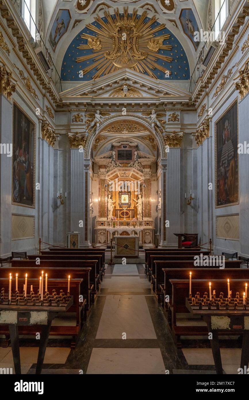 Spoleto, Italy - 25 November, 2022: view of a side chapel and altar in ...