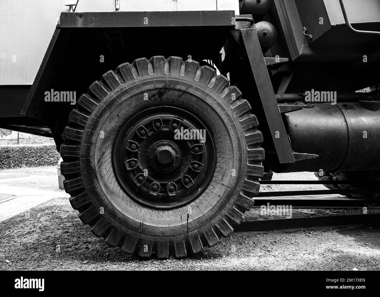 Huge wheel of a dump truck with a load capacity of 30 tons, tht was ...