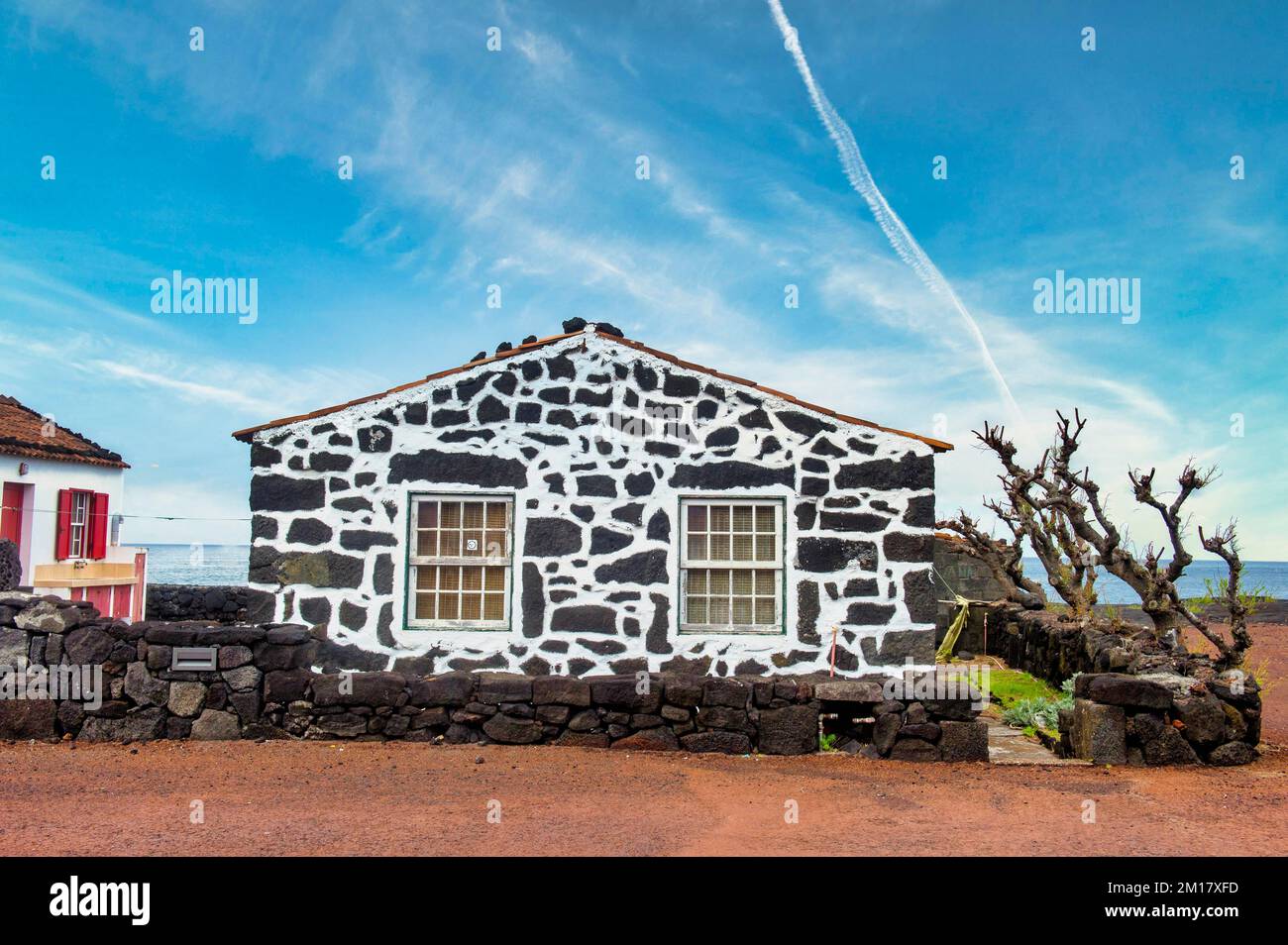 Painted lava stone houses in Lajido, Island of Pico, Azores, Portugal ...