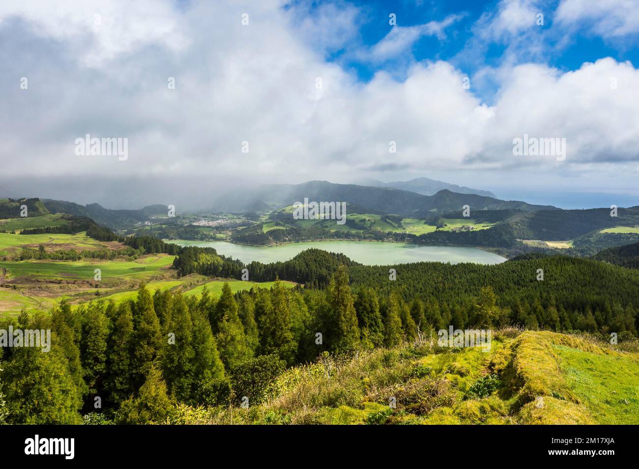 Furnas lake from the Castelo Branco viewpoint, Island of Sao Miguel ...