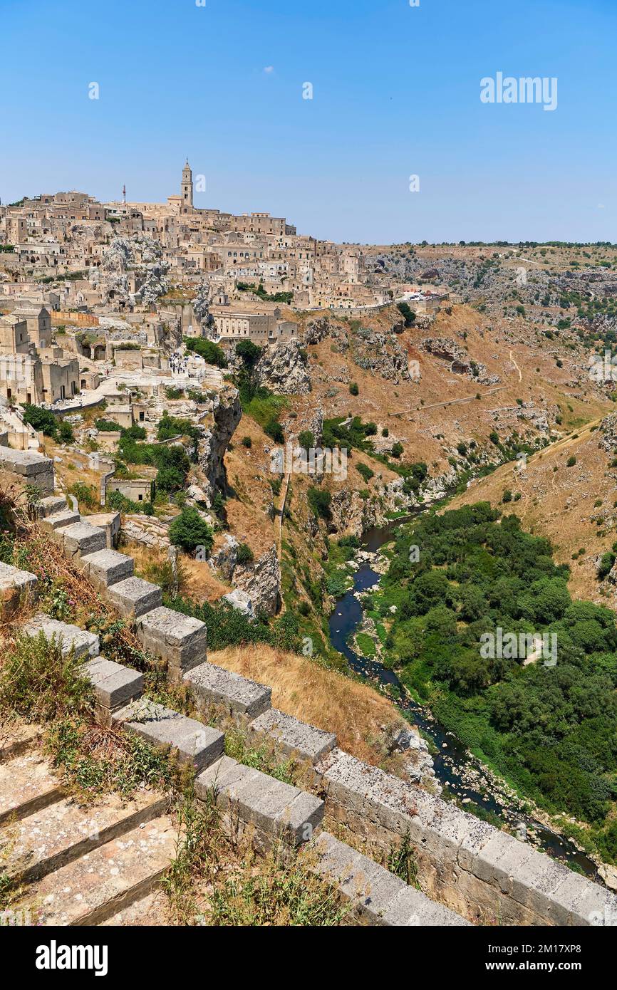 City view with the ancient cave dwellings, also called Sassi or Sassi ...
