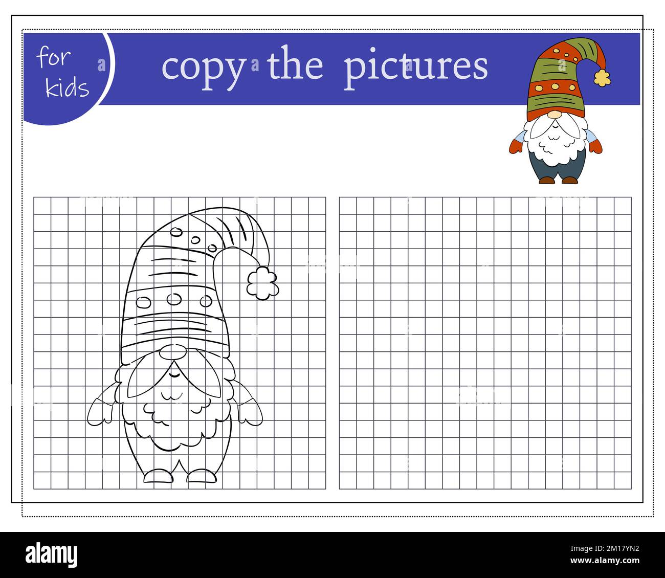 Copy the picture, educational games for children. Cartoon Christmas ...