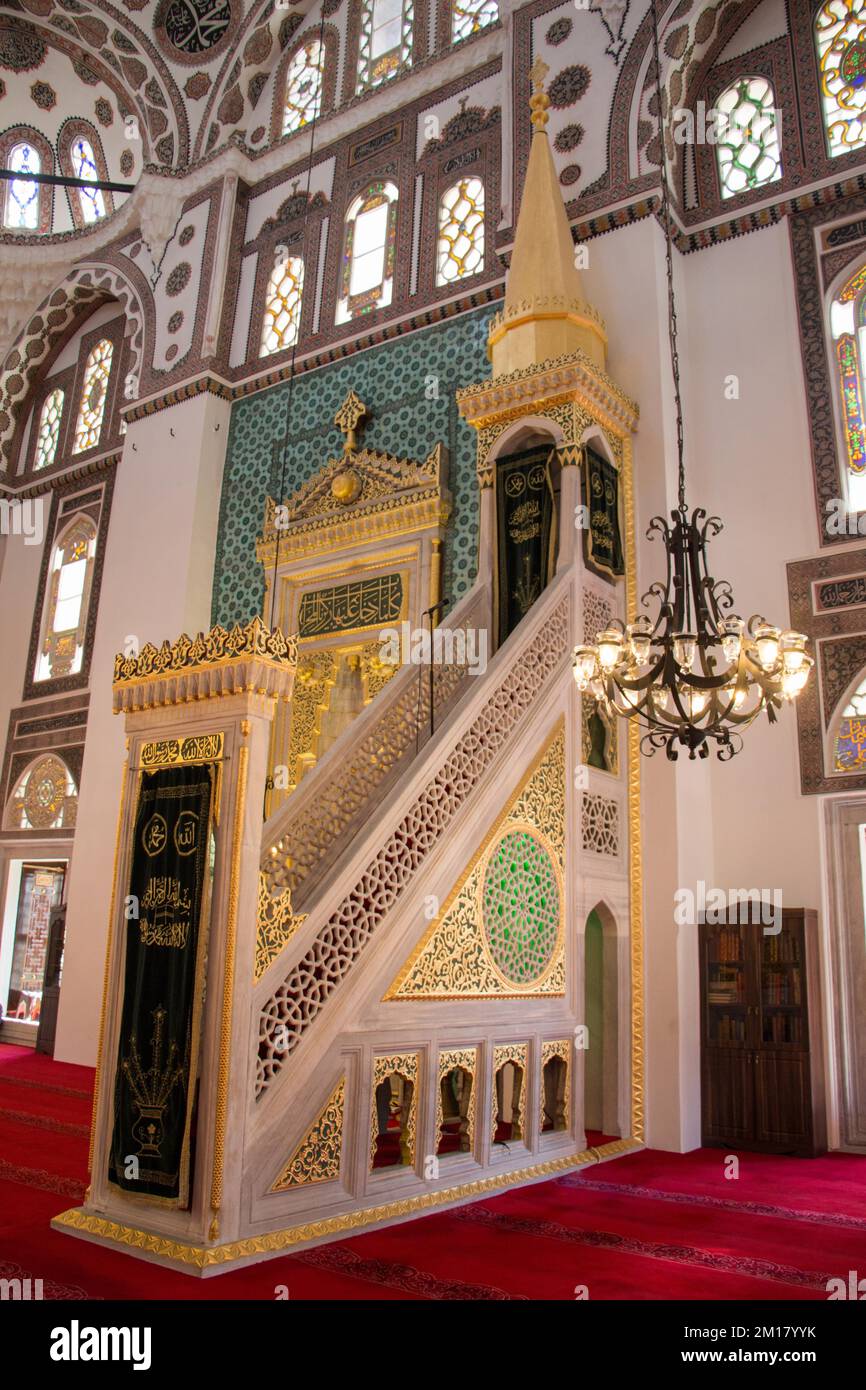 Interior of Ottoman style mosque with a huge pillars and arches Stock ...