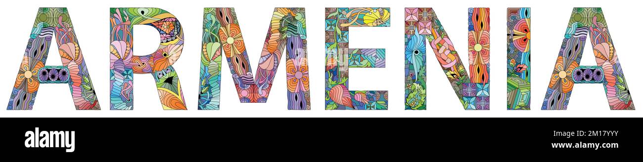 Vector word Armenia. Hand-painted art design. Illustration for t -shirt ...