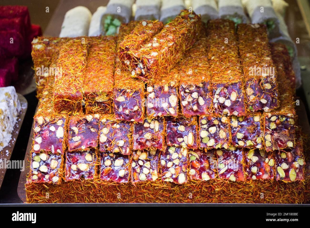 Load of traditional turkish delight rahat lokum Stock Photo - Alamy