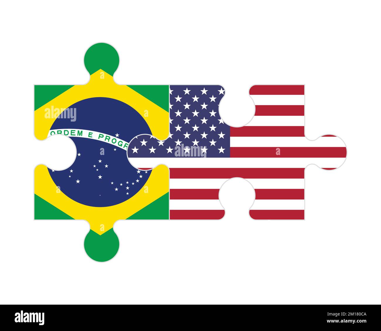 Connected puzzle of flags of Brazil and America, vector Stock Vector ...